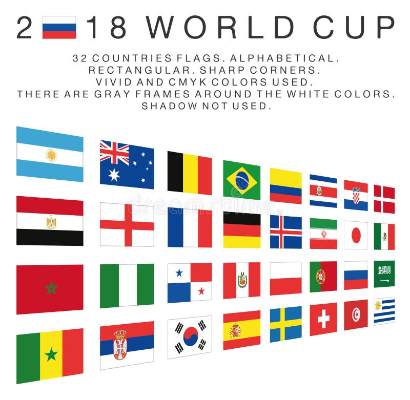 Rectangular Flags of 2018 World Cup Countries Editorial Stock Image ...