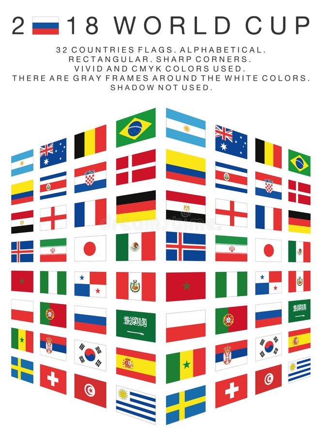 Rectangular Flags of 2018 World Cup Countries Editorial Stock Photo ...