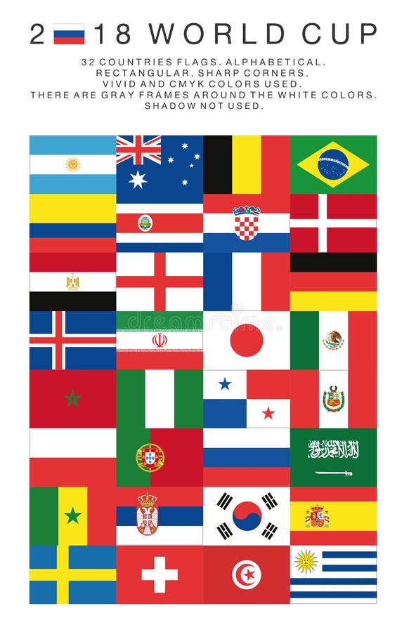 Rectangular Flags of 2018 World Cup Countries Editorial Photography ...