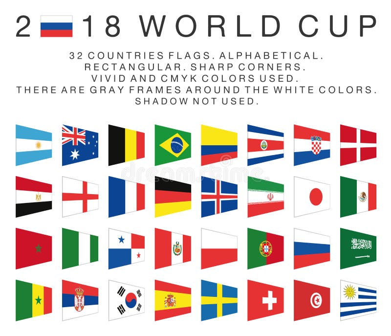 Rectangular Flags of 2018 World Cup Countries Editorial Stock Photo ...