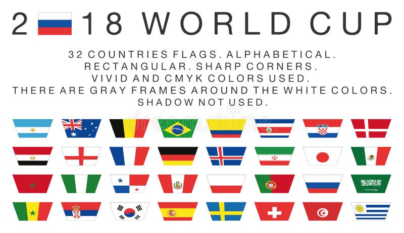Rectangular Flags of 2018 World Cup Countries Editorial Photography ...