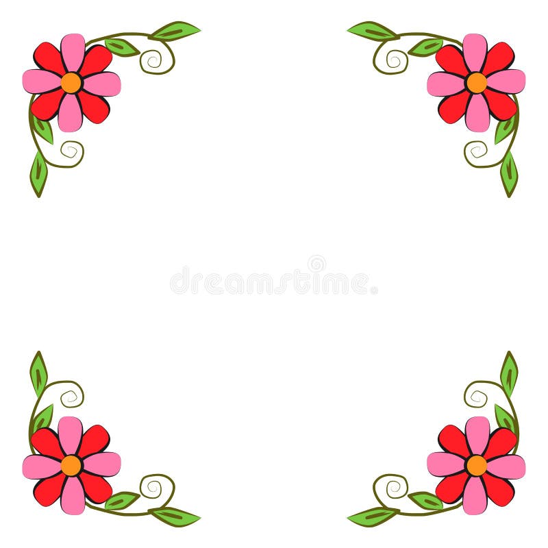 Rectangular Floral Border Frame Template with Decorative Corners ...