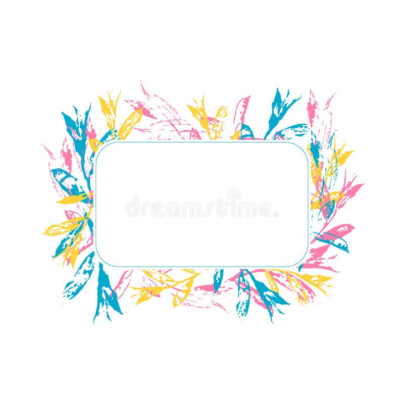 Rectangular Floral Frame Isolated on White Background Stock ...