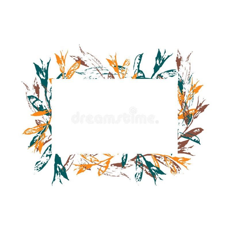 Rectangular Floral Frame Isolated on White Background Stock Vector ...