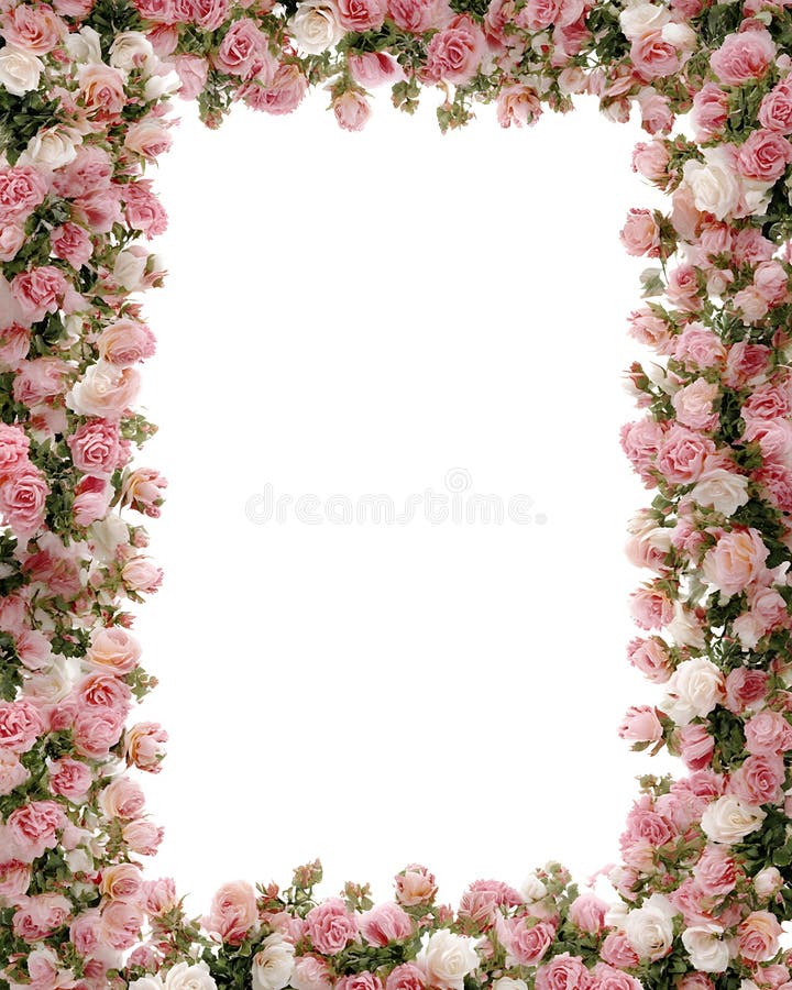 A Rectangular Floral Frame Made of Pink and White Roses (Rosa Spp ...