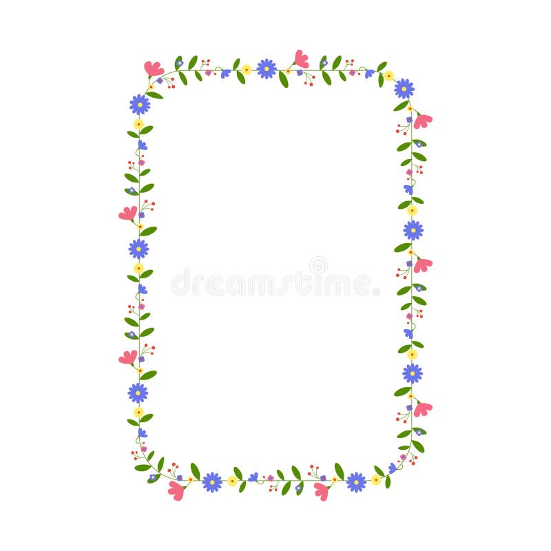 Rectangular Flower Frame. Floral Border. Size 4`` X 6``. Aspect Ratio 2 ...
