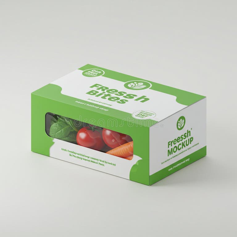 Rectangular Food Packaging Box Labeled "Freessh Bites" and "Freessh ...
