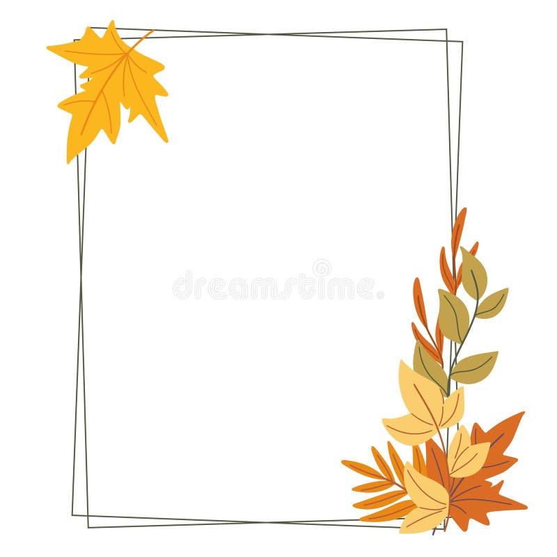 Rectangular Frame with Watercolor Leafy Branch Vector Illustration ...