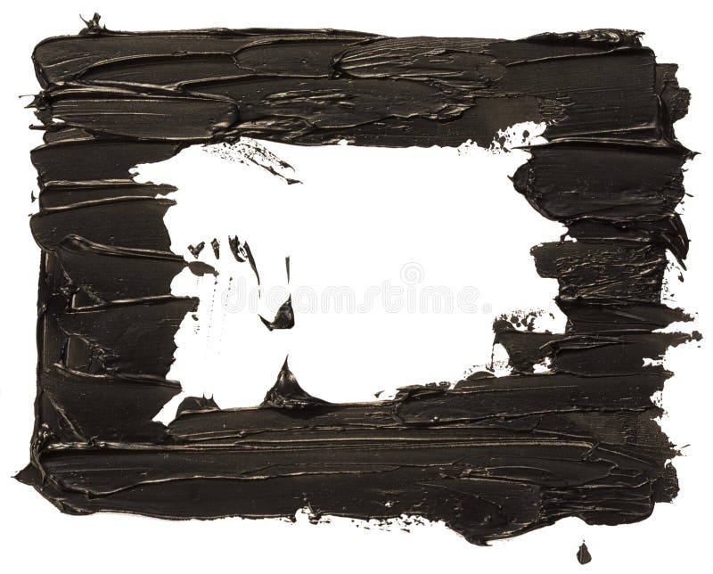 Rectangular Frame Black Oil Texture Paint Stain Brush Stroke Stock ...