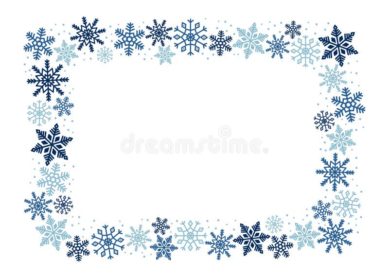 Rectangular Frame of Blue Snowflakes. Ice Crystal Winter Symbol ...