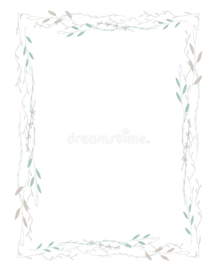 Rectangular Frame of Branches on a White Background. Graphic Design ...