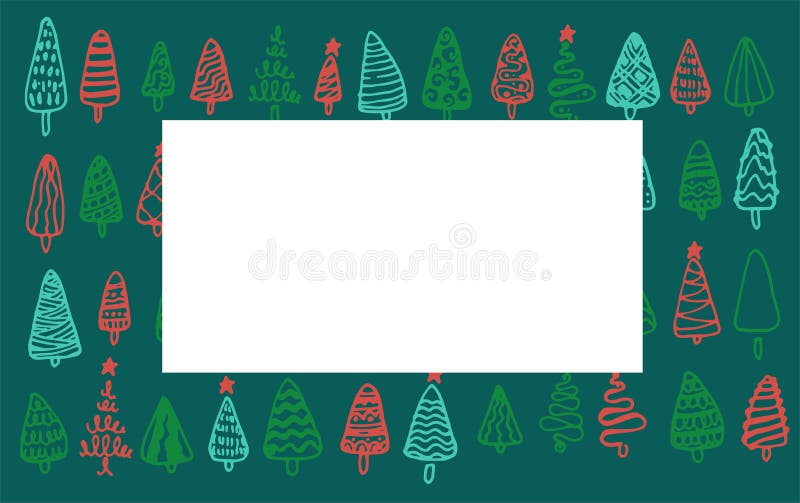 Rectangular Frame of a Christmas Tree in Red and Green Colors. Template ...