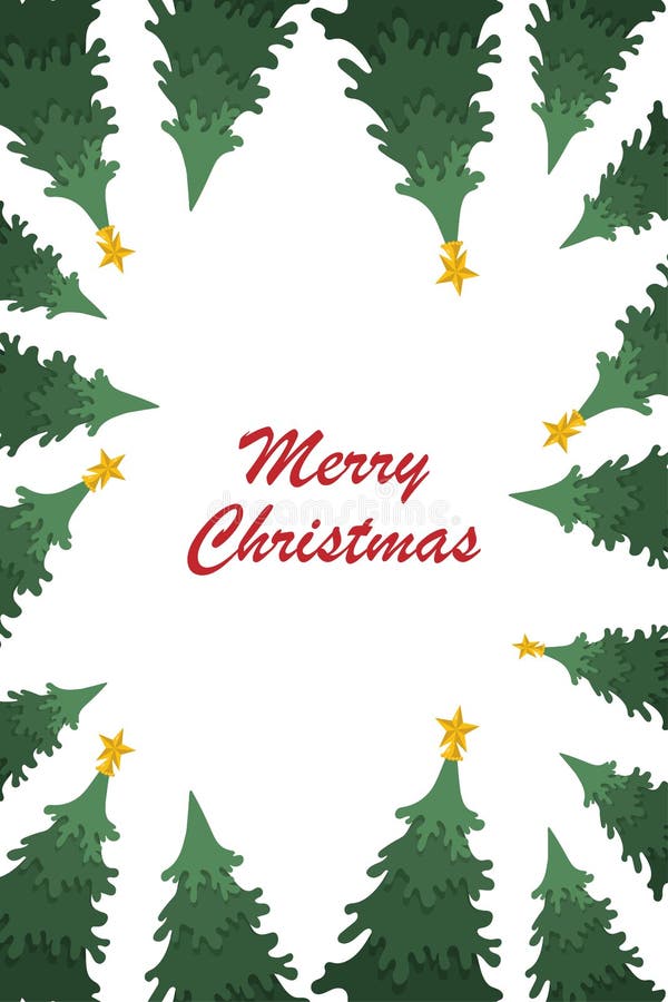 Rectangular Frame with Christmas Trees Stock Vector - Illustration of ...