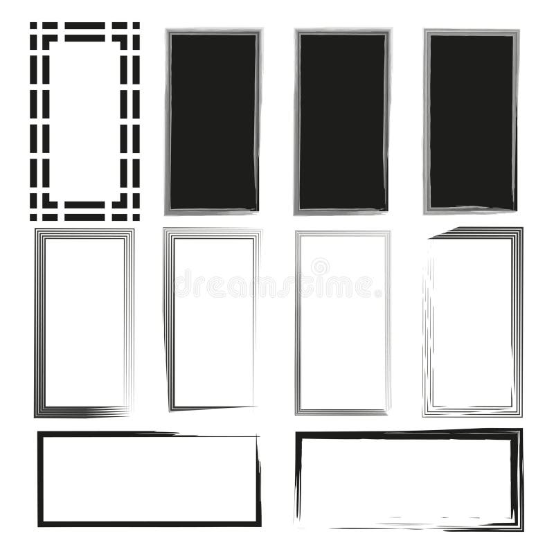 Rectangular Frame Collection. Geometric Border Designs. Black and White ...
