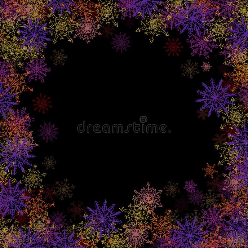 Rectangular Frame Colorful Small Snowflakes Stock Illustrations – 4 ...