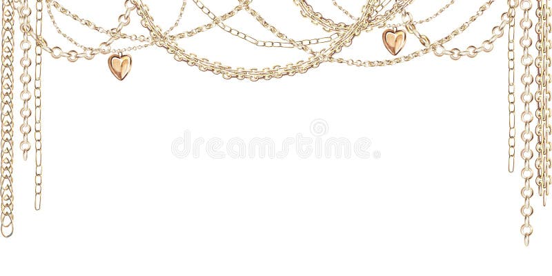 Rectangular Frame with Curved Chains, Pendants and Bracelets in ...