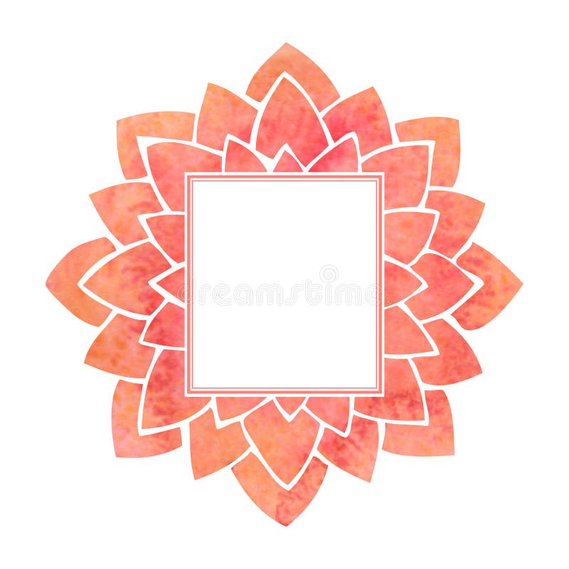 Rectangular Frame Decorated with a Stylized Red Lotus Flower, Rounded ...