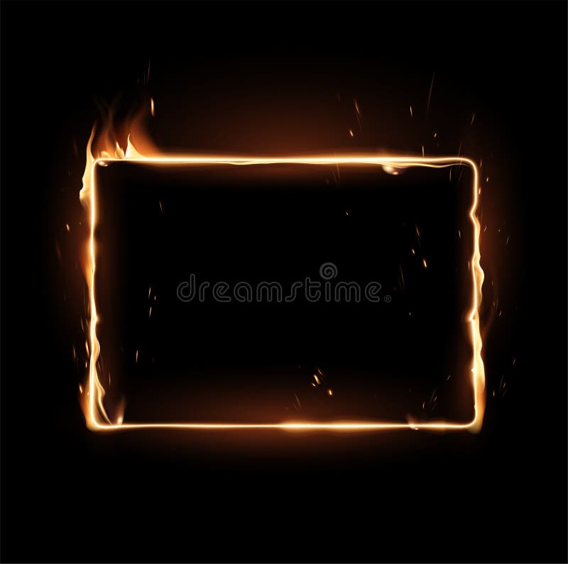 Rectangular Frame Drawn with a Fiery Line. a Special Transparent Smoke ...