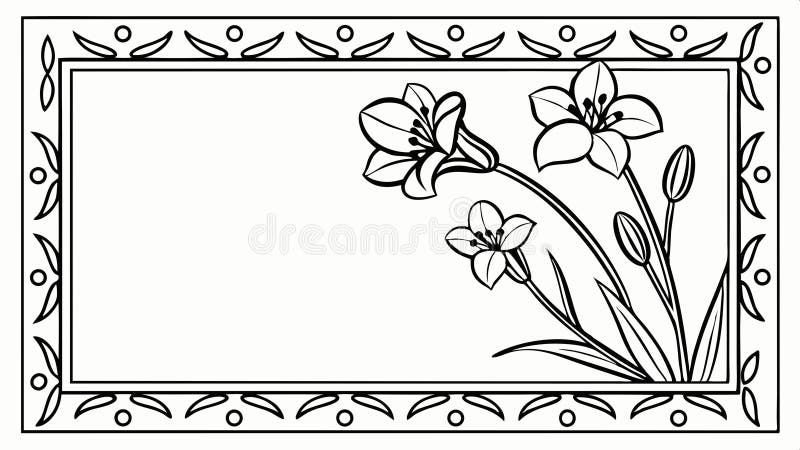 Rectangular Frame with Floral Corner Design, Decorative Border Vector ...