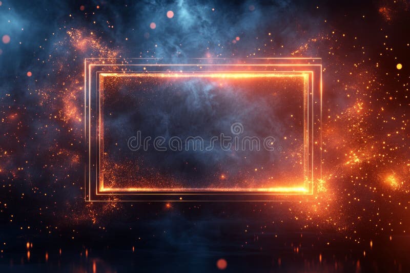 Rectangular Frame Glowing with Fire Sparks and Smoke Creating a ...