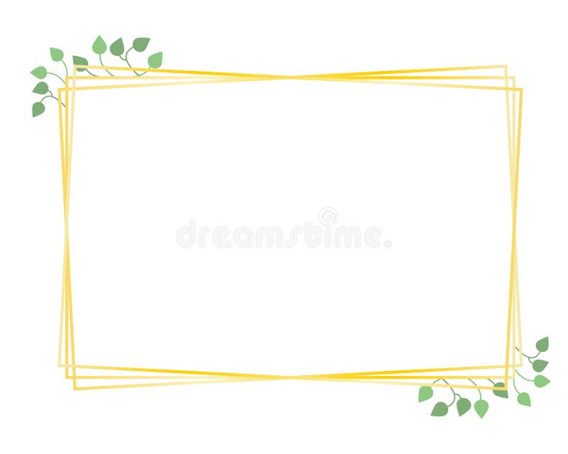 Rectangular Frame, Golden Lines and Leaves, Vector Stock Vector ...
