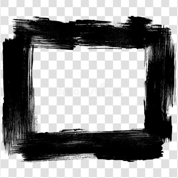 Rectangular Frame Illustration with Bold Black Brush Strokes and Rough ...