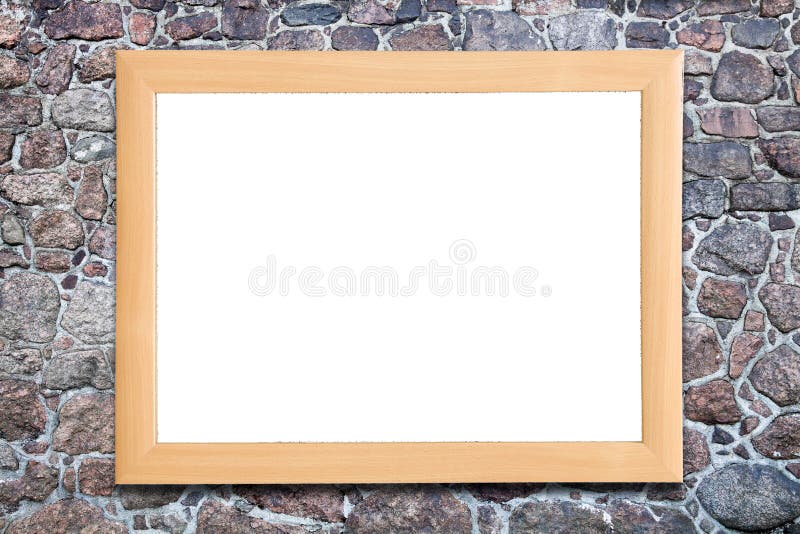Rectangular Frame Isolated on White on a Natural Stone Wall Stock Photo ...