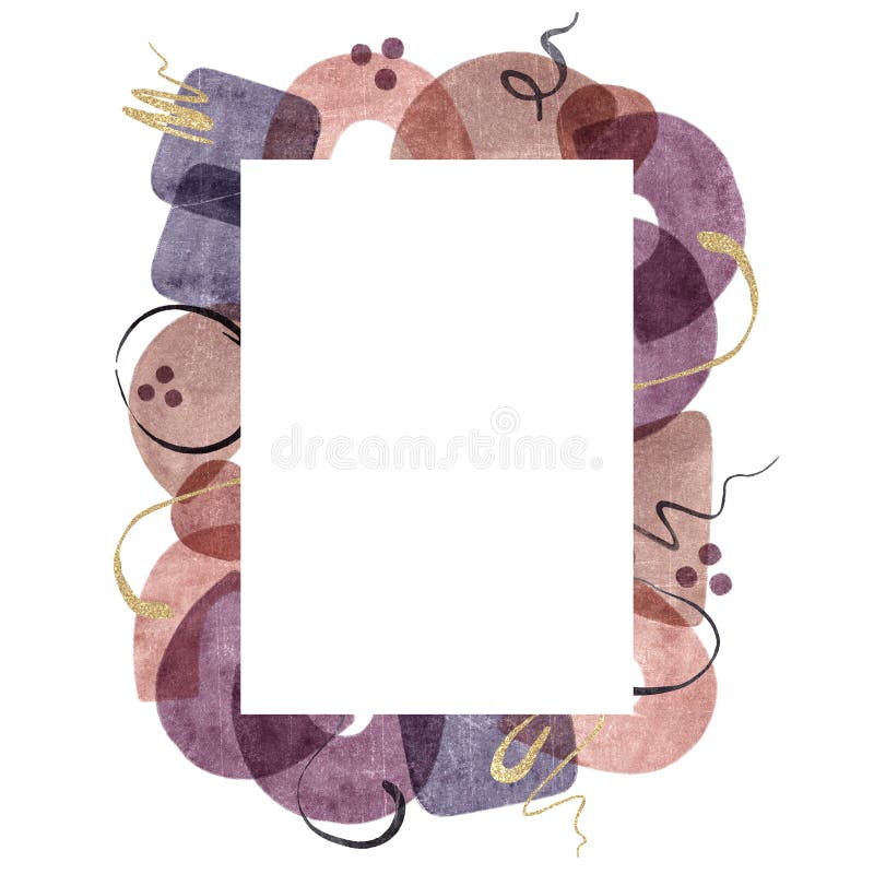 Rectangular Frame Made of Abstract Watercolor Shapes. Postcard, Place ...