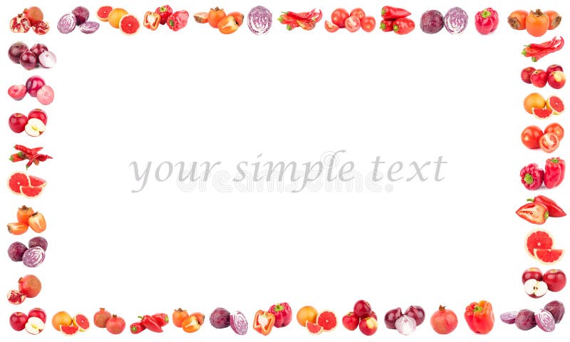 Rectangular Frame Made from Different Red Fruits and Vegetables Stock ...