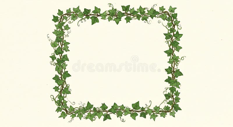 Rectangular Frame Made of Intertwining Green Ivy Vines, Each Adorned ...