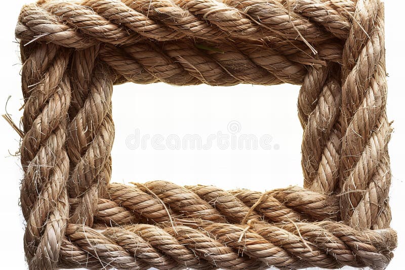 The Rectangular Frame Made of Rope is Isolated on White Background with ...