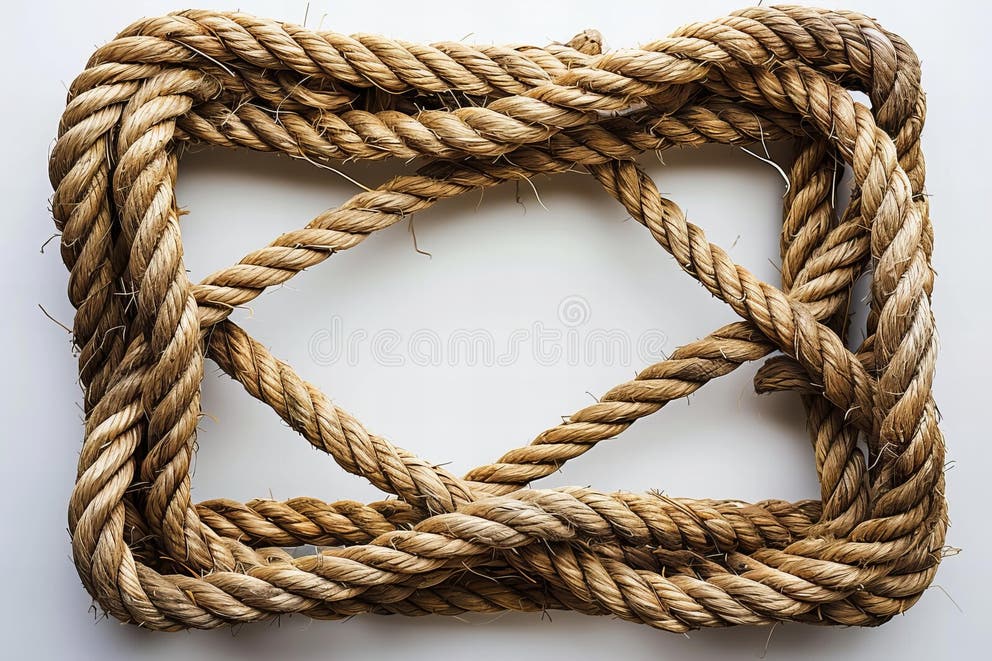 The Rectangular Frame Made of Rope is Isolated on White Background with ...