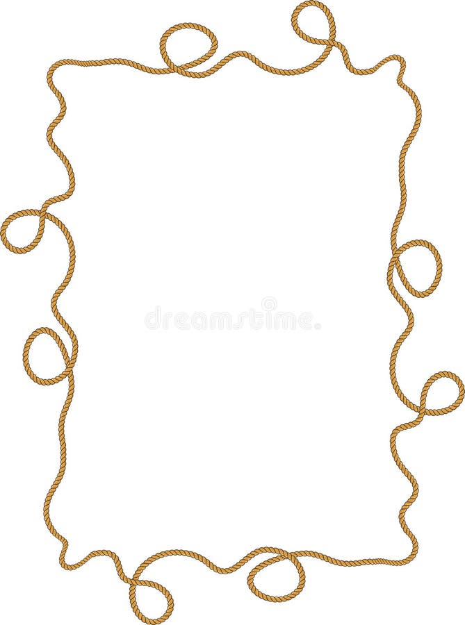Rectangular Frame Made of Tangled Rope Isolated on White Background ...