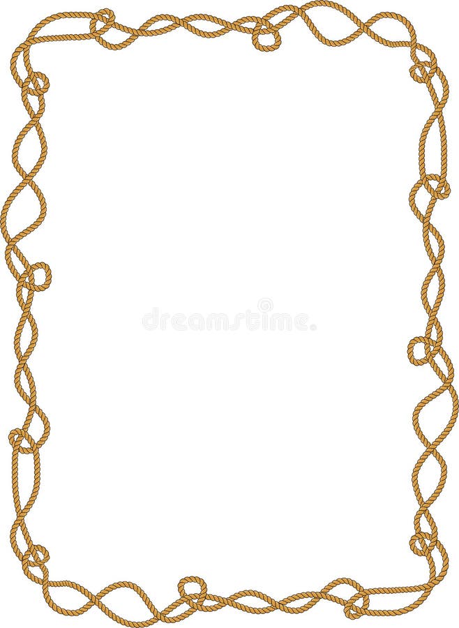 Rectangular Frame Made of Tangled Rope Isolated on White Background ...