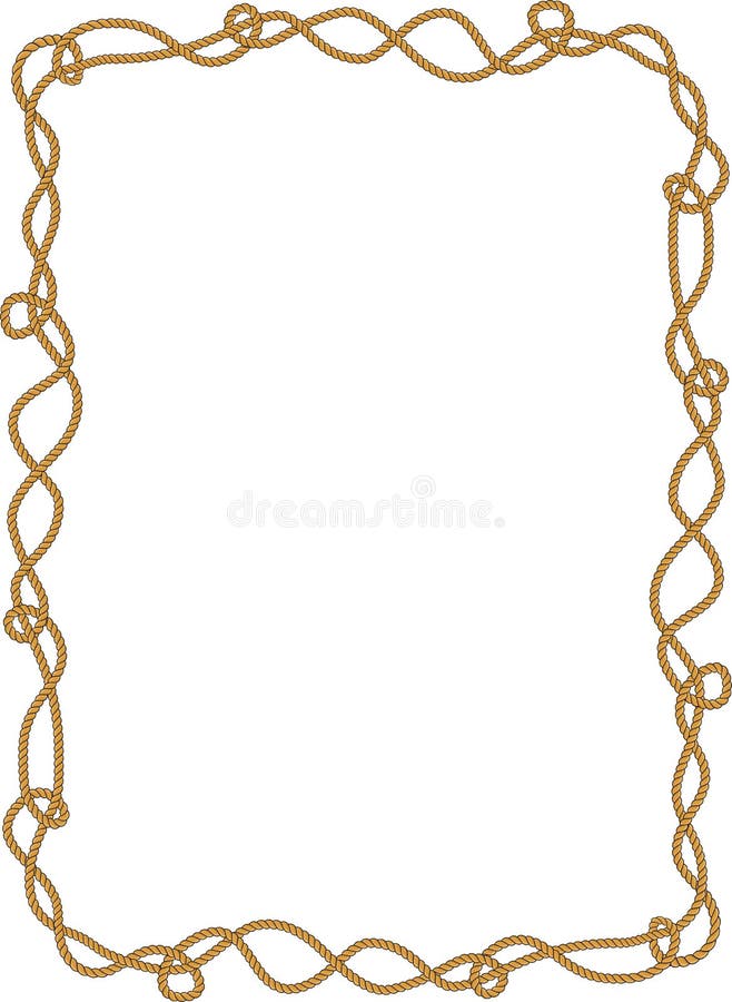 Rectangular Frame Made of Tangled Rope Isolated on White Background ...