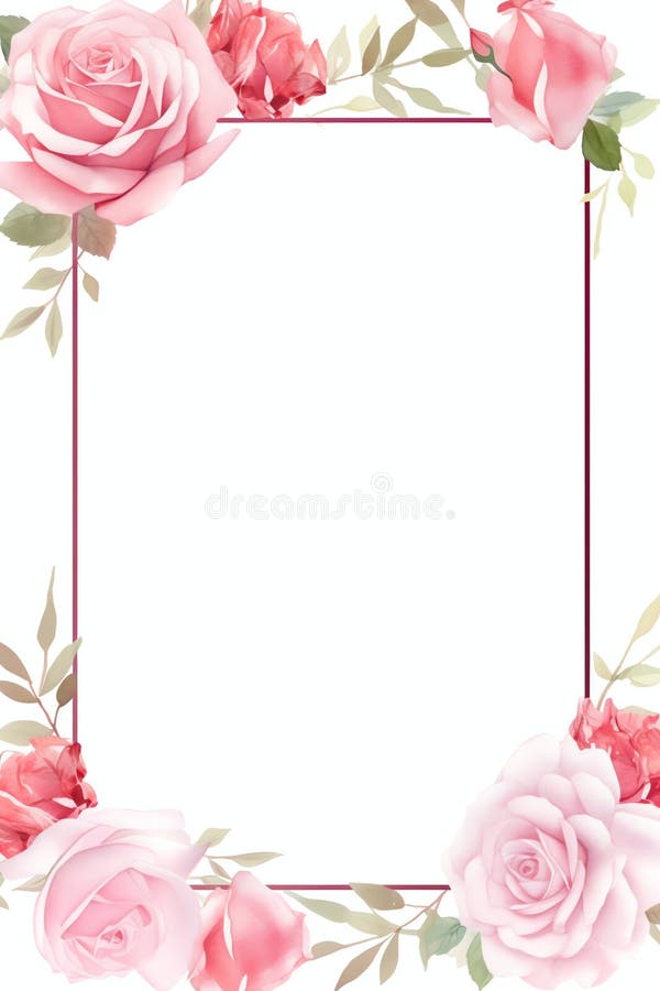 Rectangular Frame Minimalist Shades of Light Pink Color Roses ...