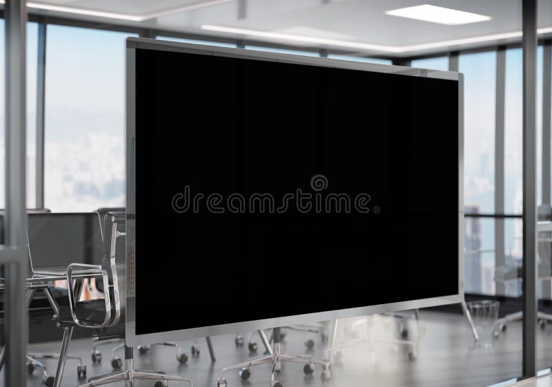 Rectangular Frame Mockup Hanging on Office Glass Window. Mock Up of a ...