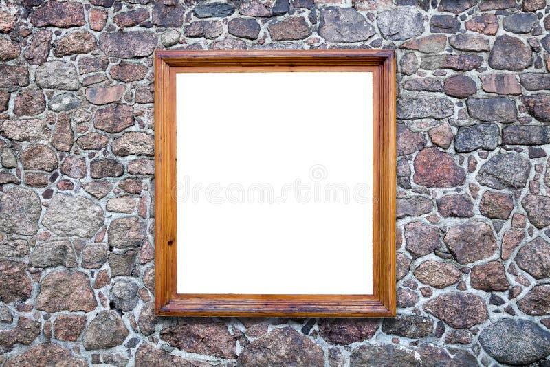 Rectangular Frame Isolated on White on a Natural Stone Wall Stock Photo ...