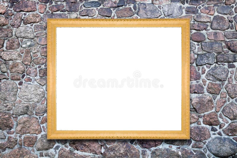 Rectangular Frame Isolated on White on a Natural Stone Wall Stock Image ...