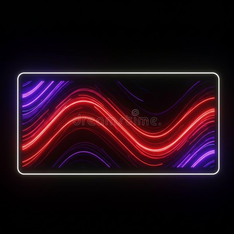 Rectangular Frame with Neon-like Wavy Lines on a Dark Background ...
