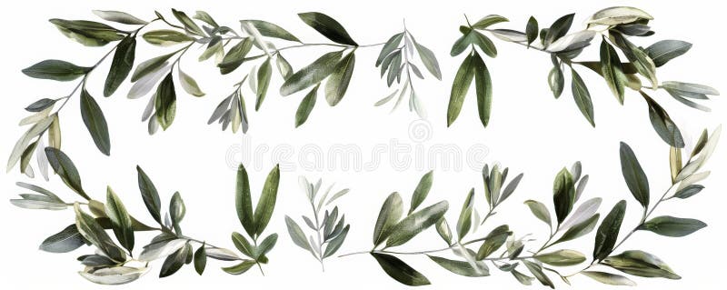 A Rectangular Frame of Olive Branches with Silvery-green Leaves ...