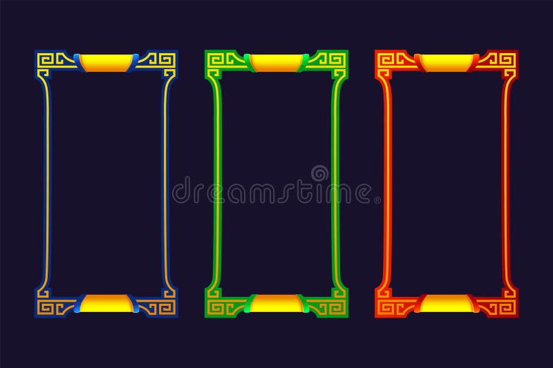 Rectangular Frame with Ornament. Frame Design in Three Colors Stock ...