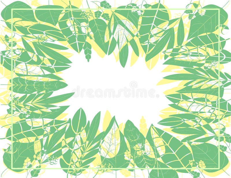 Rectangular Frame, Overgrown with Tree Branches with Green and Yellow ...