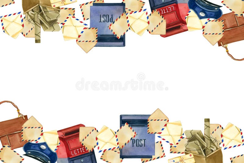 Rectangular Frame for Post Day, Letters, Envelopes, Mailboxes, Postman ...