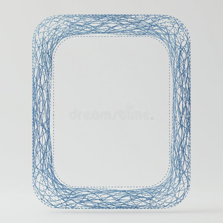 Rectangular Frame with Rounded Corners Featuring Intricate Blue Line ...