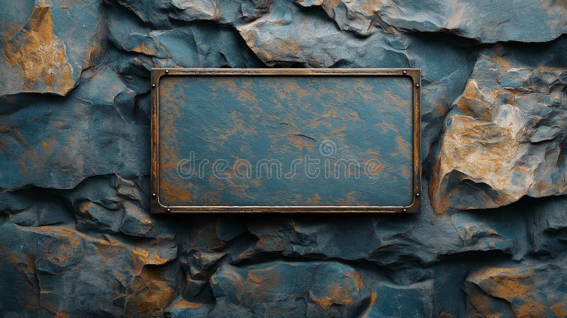 Rectangular Frame in Rusted Metal on a Dark Stone Background Stock ...