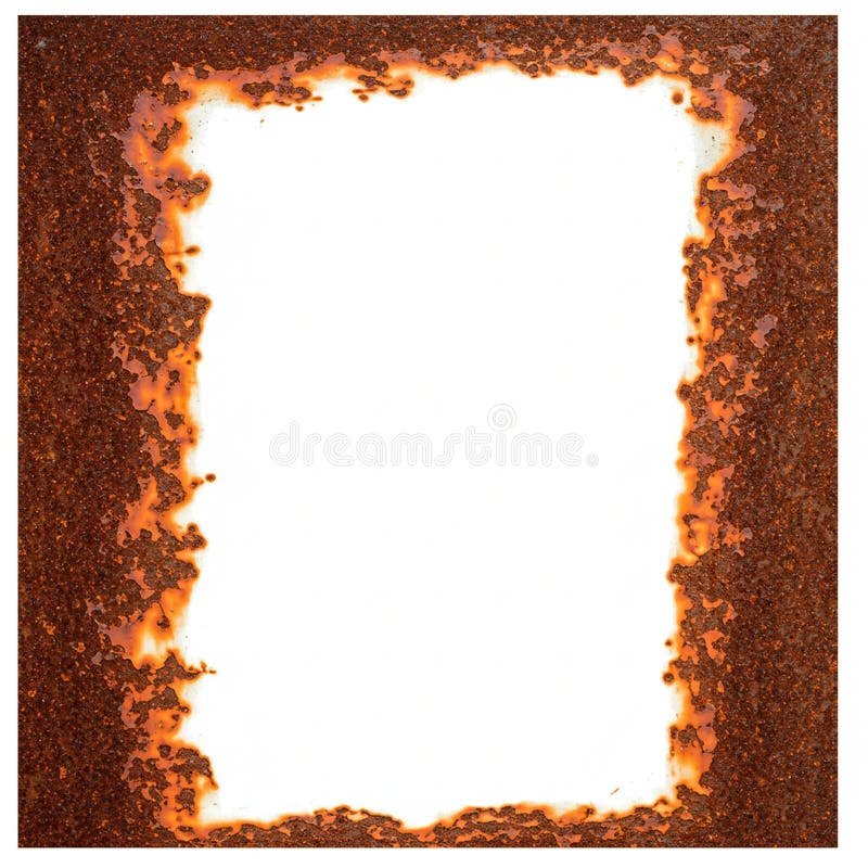 A Rectangular Frame with a Rusty Metal Texture Surrounds a White, Empty ...