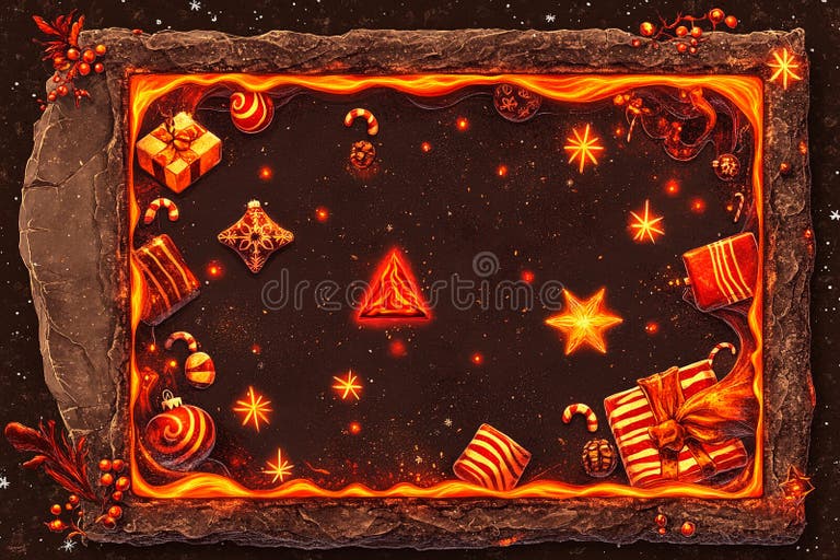 Creative Volcanic Ember Frame Adorned with Holiday Decorations ...
