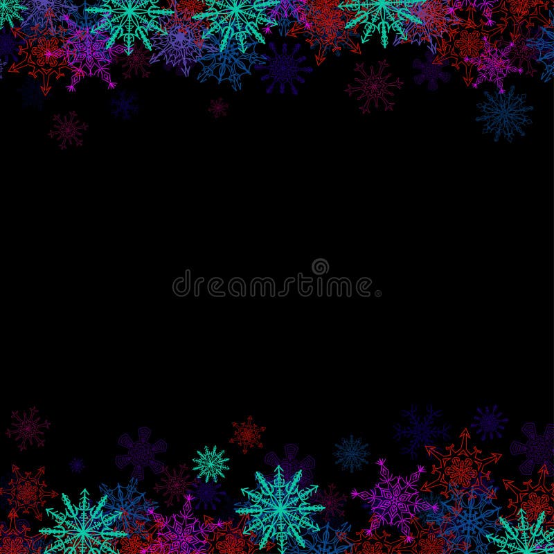 Rectangular Frame with Small Colorful Snowflakes Stock Vector ...