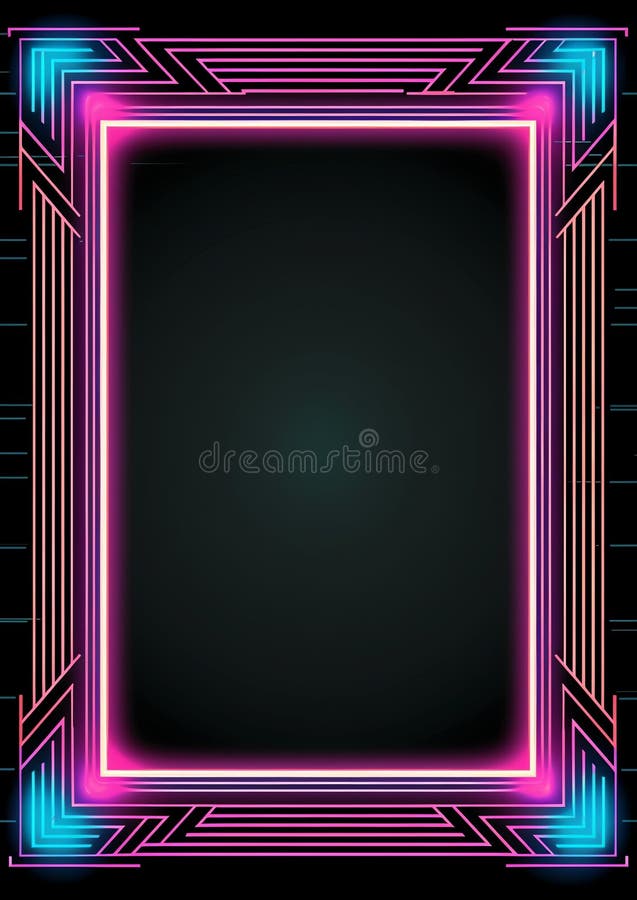 Rectangular Frame in the Style of Retrowave Synthwave and Black ...